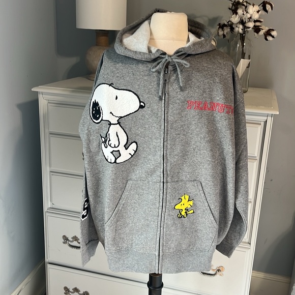 Peanuts | Jackets & Coats | Snoopy Peanuts Sweat Jacket Gray Hoodie ...